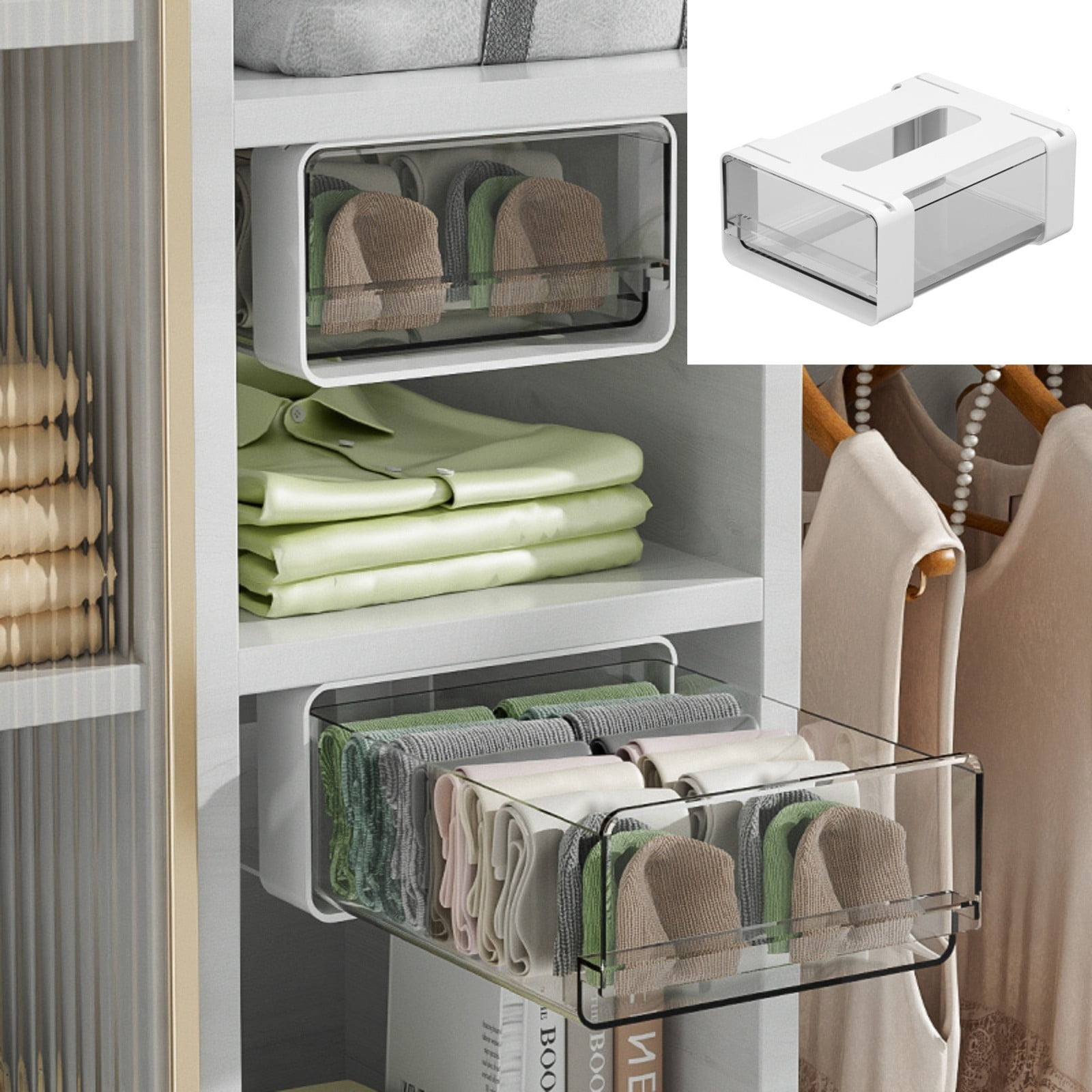 Coollooc Undertable Drawer Organizer Storage Box, Line Organizer ...