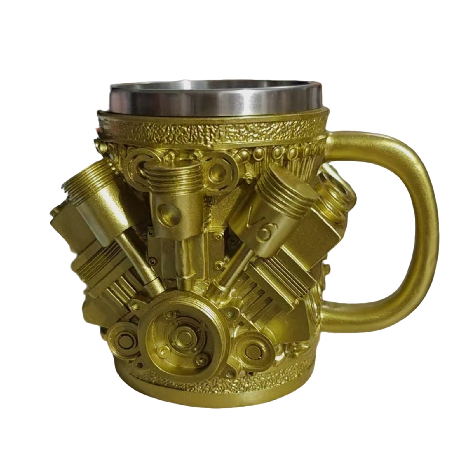 Coollooc V6 Engine Stainless Steel Cup, 12 OZ V8 Engine Coffee Mug, Creative Car Engine Coffee ...