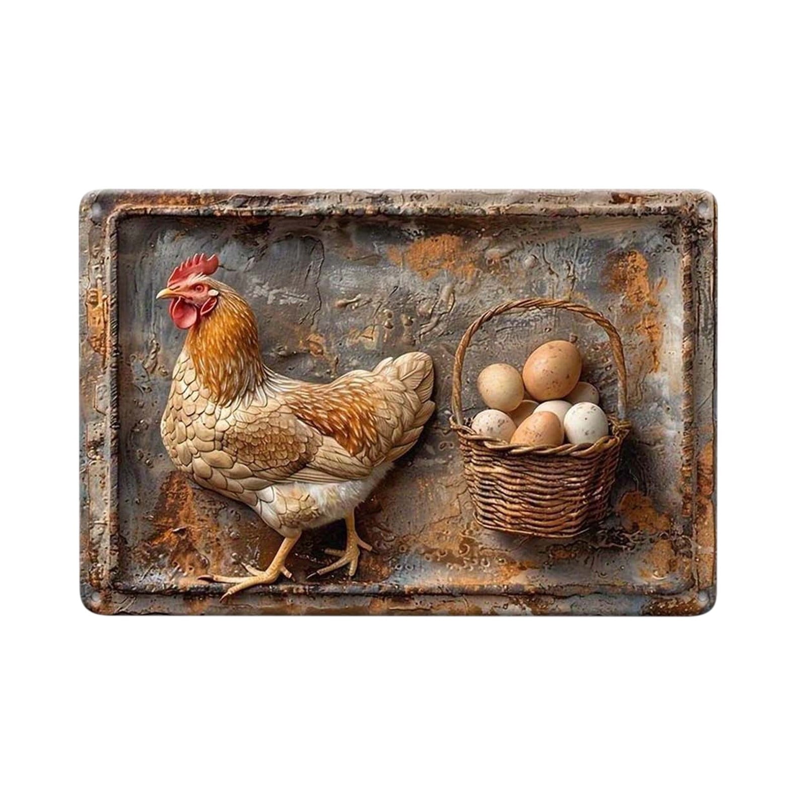 Coollooc Vintage Metal Rooster Wall Art Decor - Rustic Iron Sheet ...