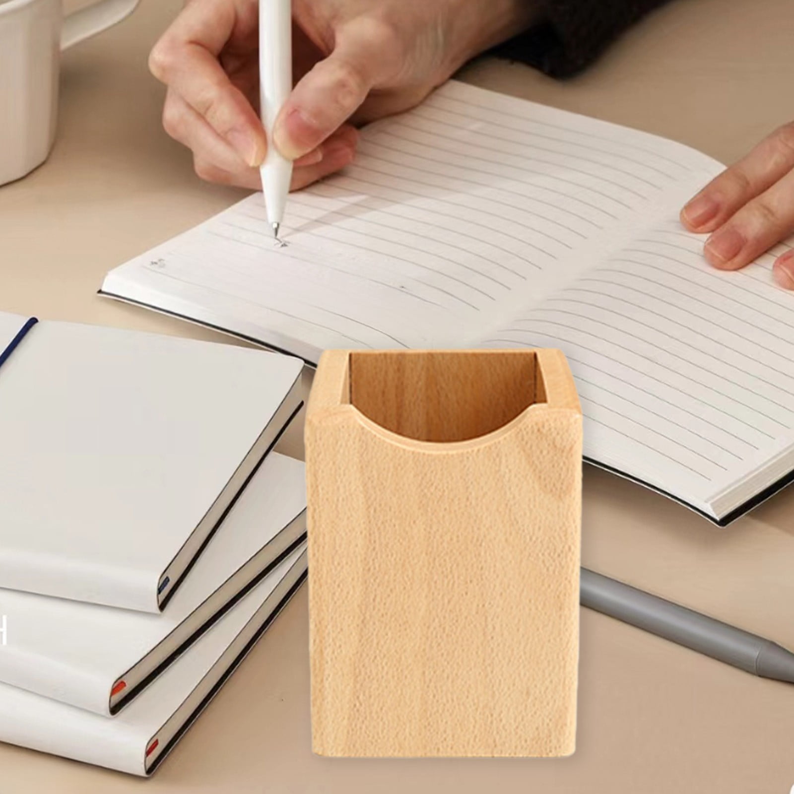Coollooc Wood Pen Holder Desk Pencil Holders Wooden Pen and Pencil ...