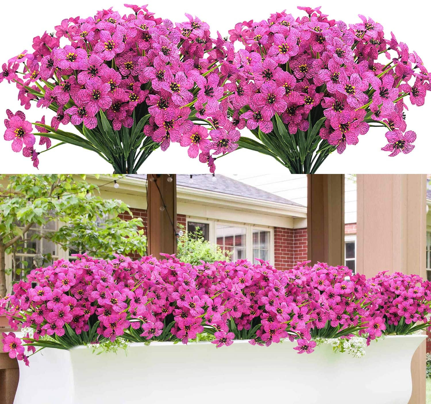 Coolmade UV Resistant Artificial Flowers, 12 Bundles for Indoor/Outdoor ...