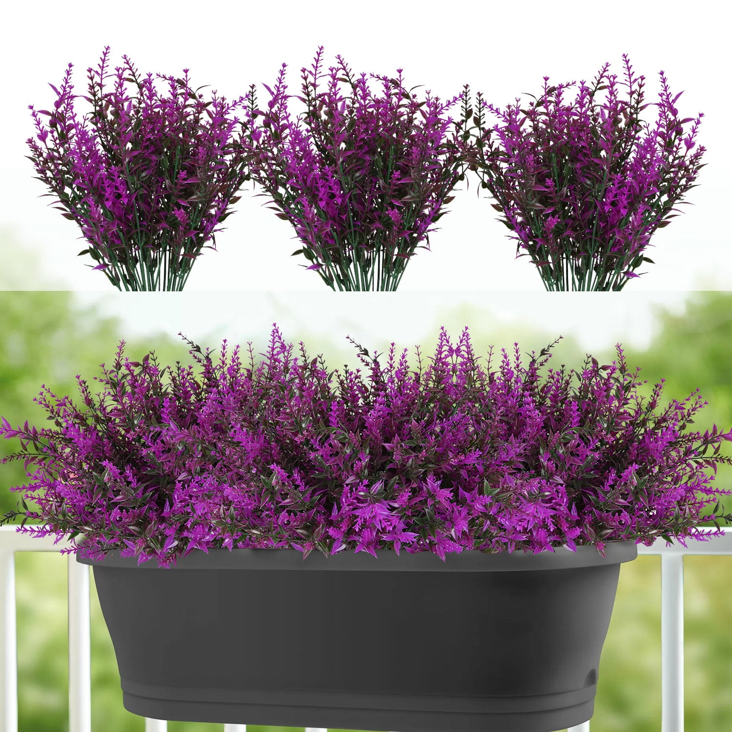 Coolmade 12 Bundles UV Resistant No Fade Artificial Boston Fern with 7 ...