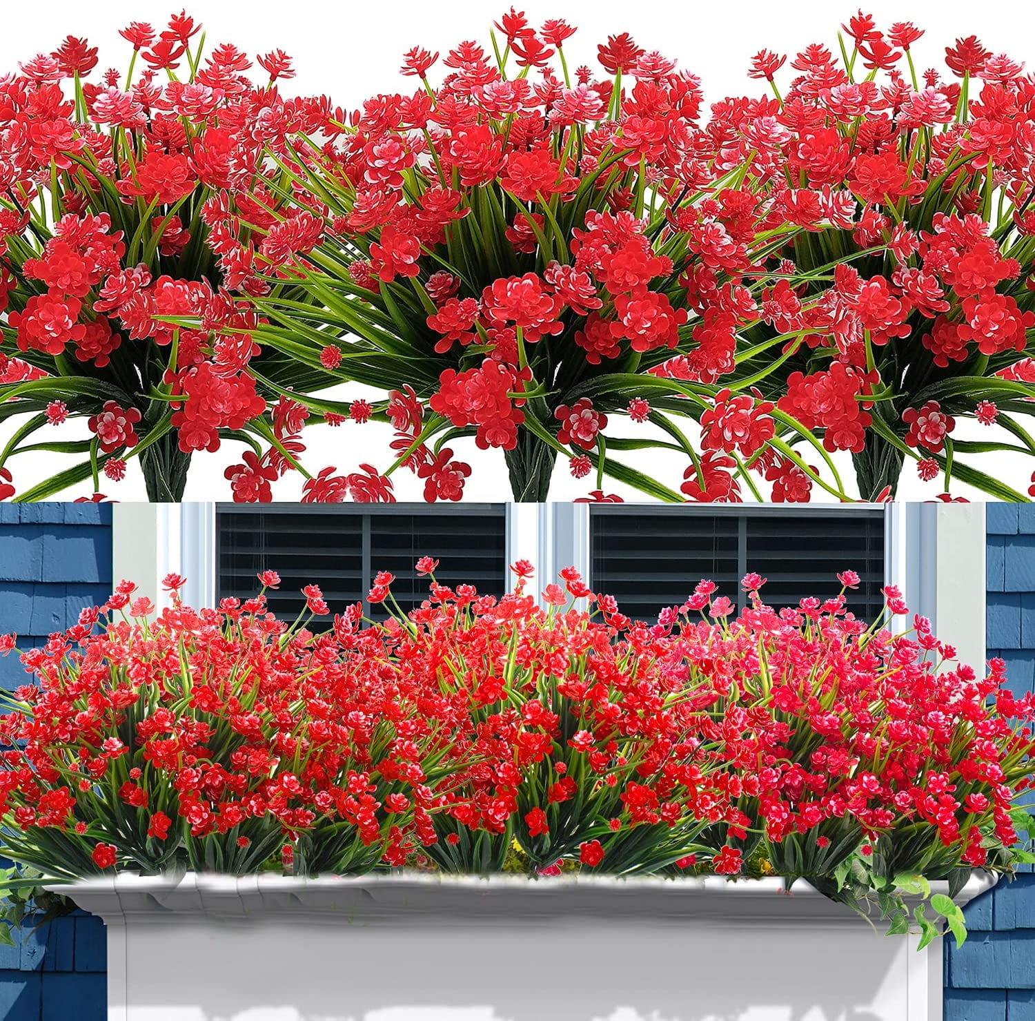 Coolmade 13'' Artificial Flowers Round Hanging Planters with UV ...