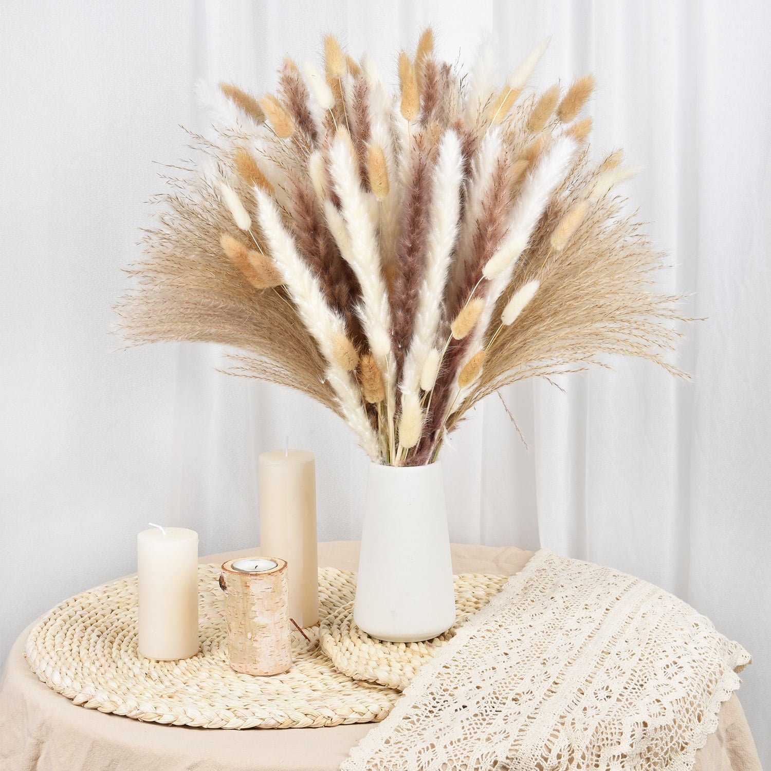 Coolmade 17" Natural Dried Pampas Grass Decor, 125 Pcs Pampas Grass ...