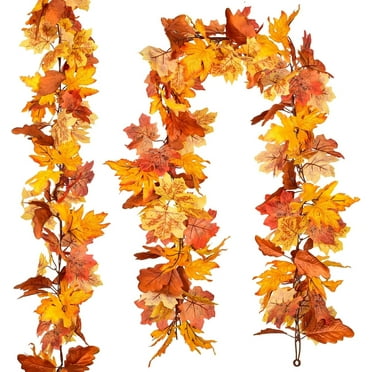 2 Pack Artificial Fall Maple Leaves Garland, Fake Faux Maple Leaf ...