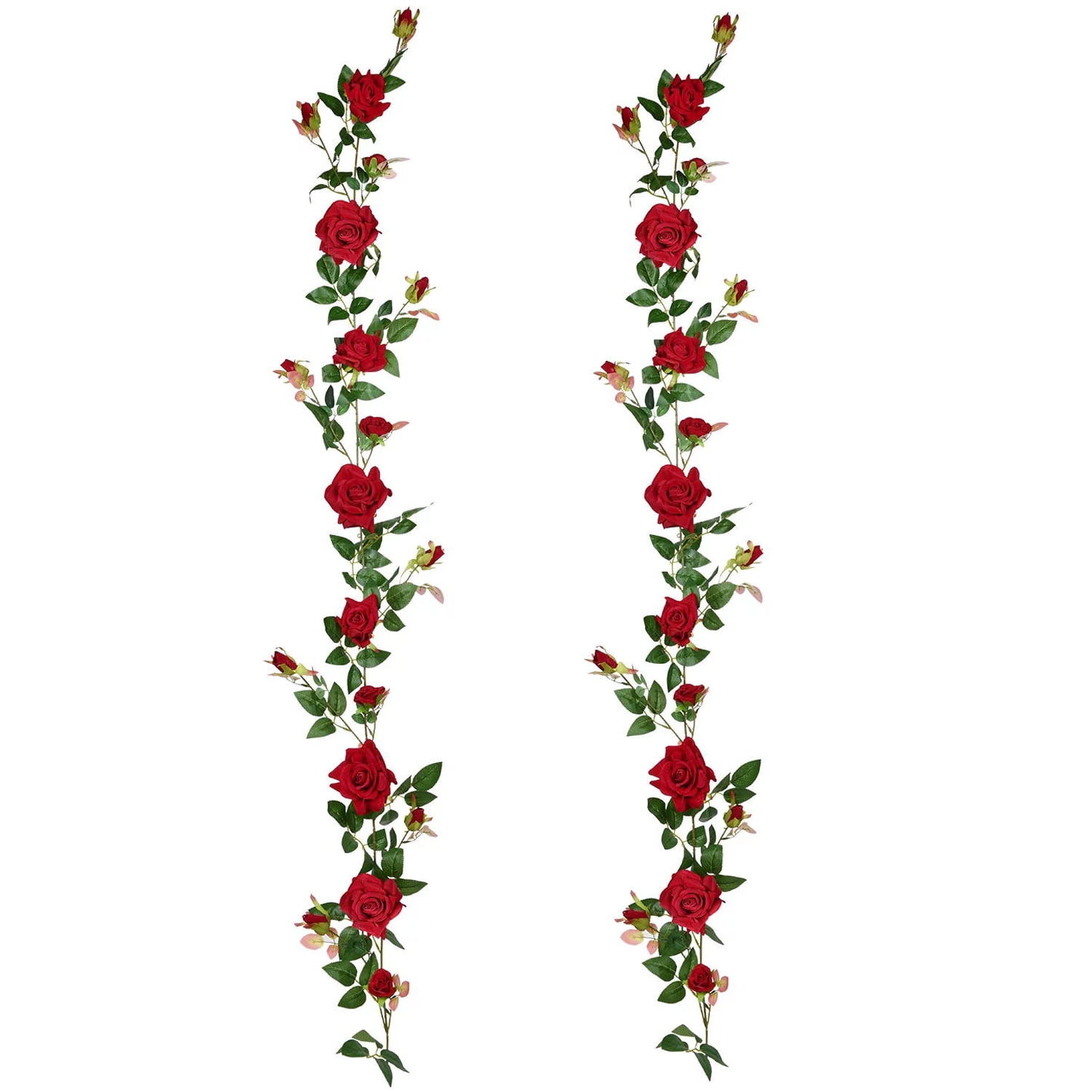 Coolmade 2 Pack 5.8ft Artificial Red Rose Garland, Floral Decor, Flower ...