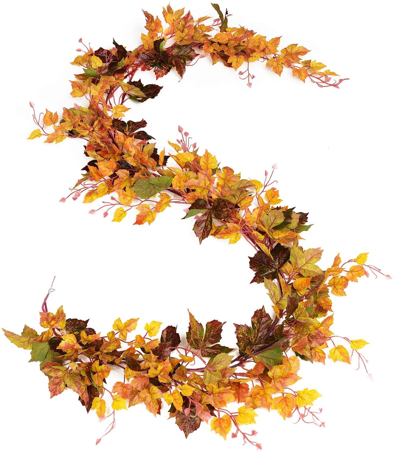 Coolmade Autumn Faux Maple Leaves Garland - 2 Pack, 6.5ft, Home ...