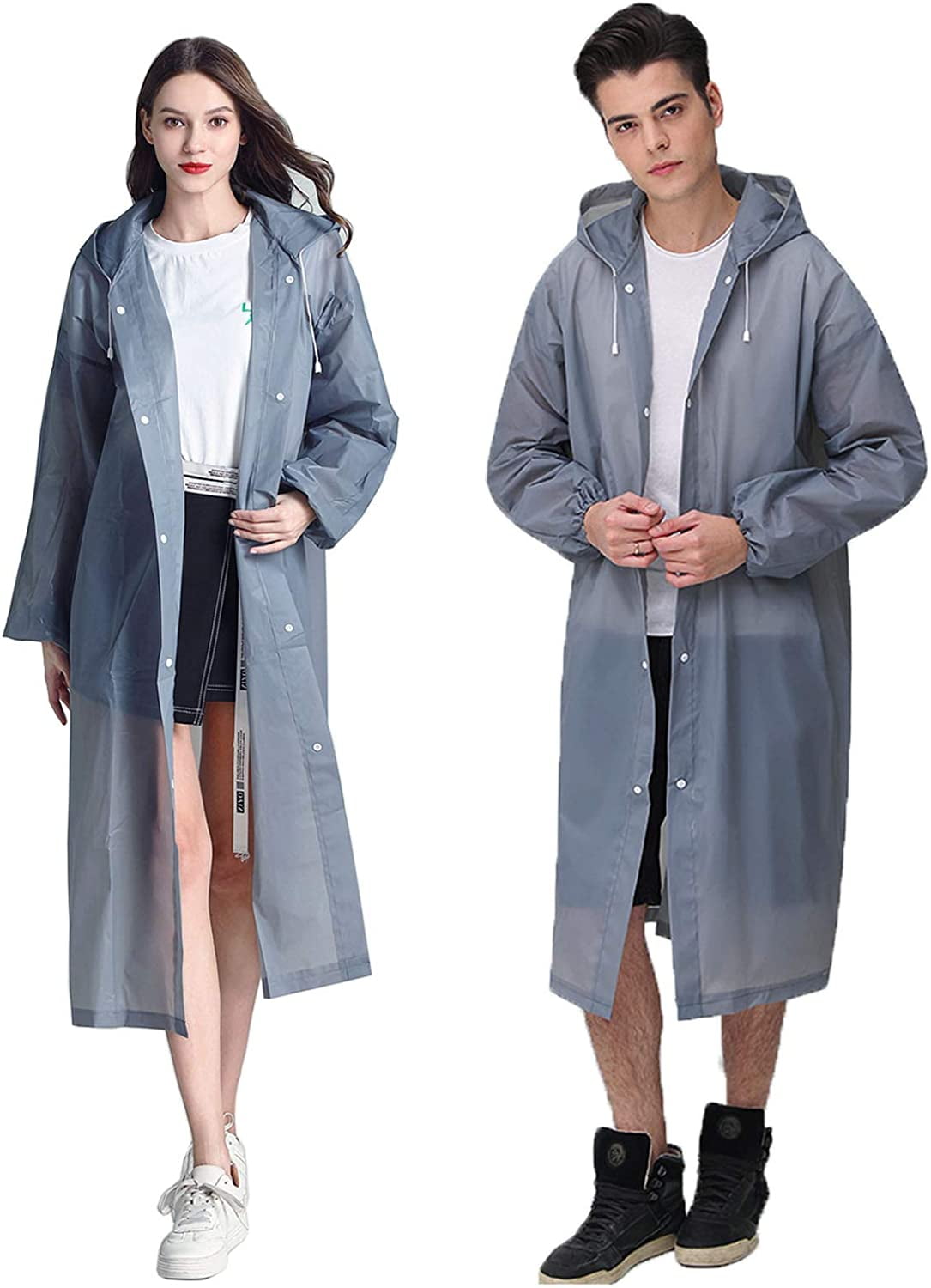 Coolmade Adult Travel Raincoats, 2 Pack Portable EVA Reusable Rain ...