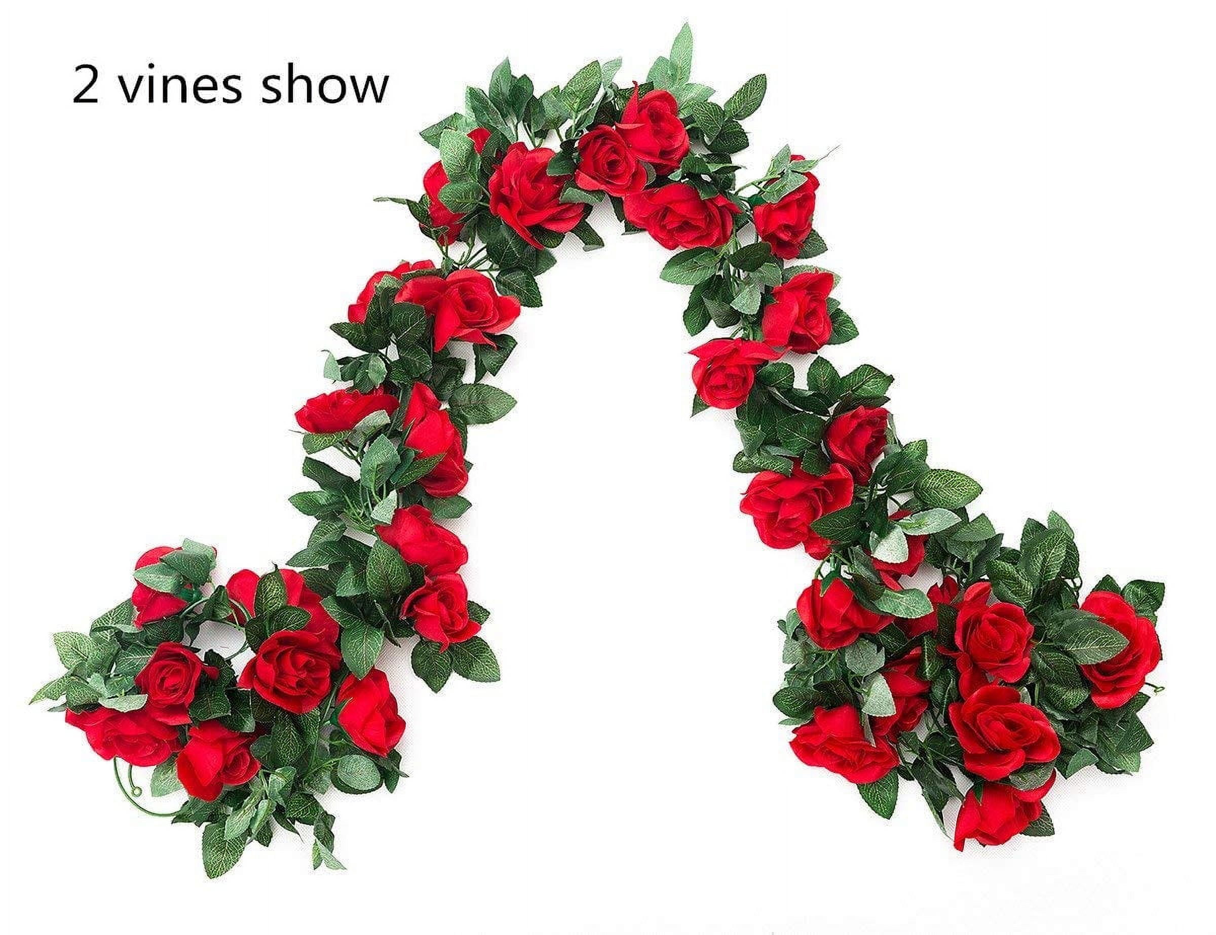 Coolmade 2Pack 8FT Artificial Rose Vines, 16 Silk Flowers Garland for ... Coolmade 2Pack 8FT Artificial Rose Vines, 16 Silk Flowers Garland for ...