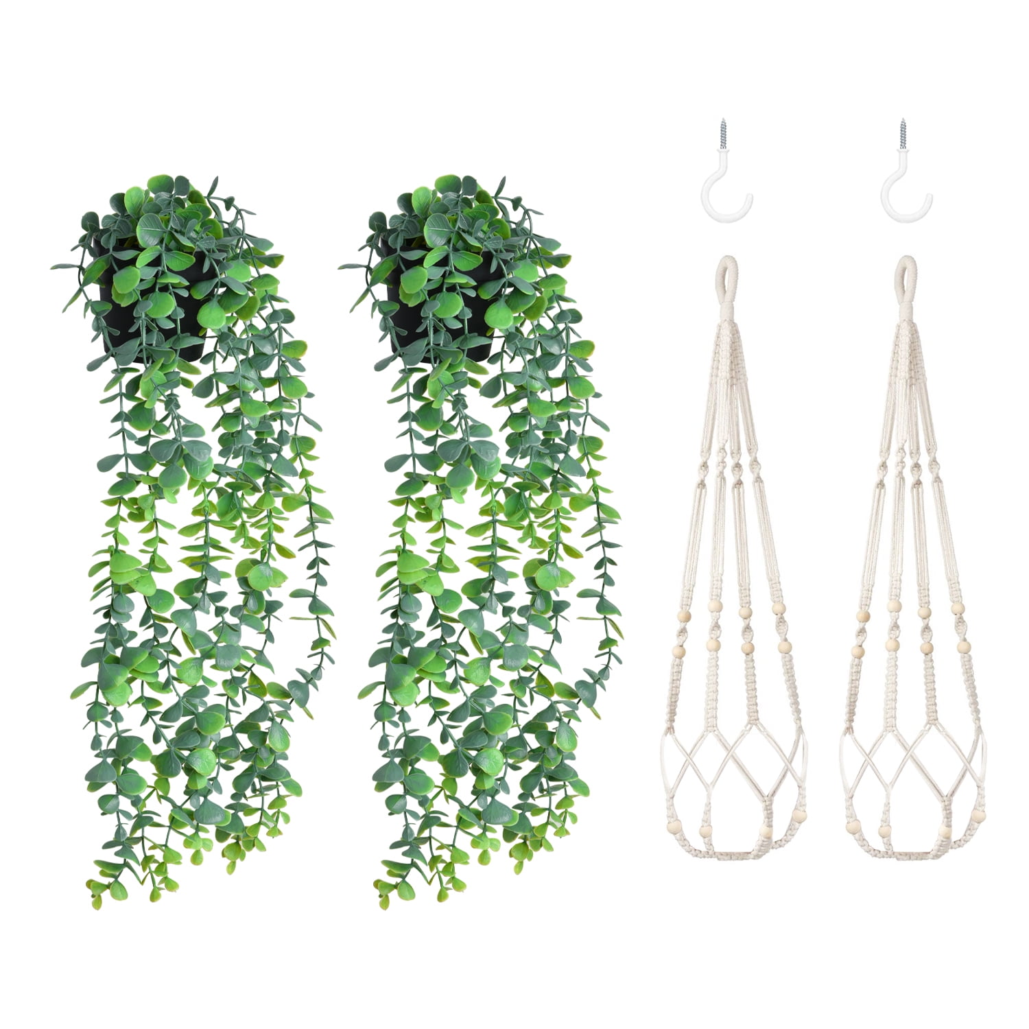 Coolmade 2pcs Artificial Hanging Plants 20" Fake Ivy Vine Fake Ivy ...