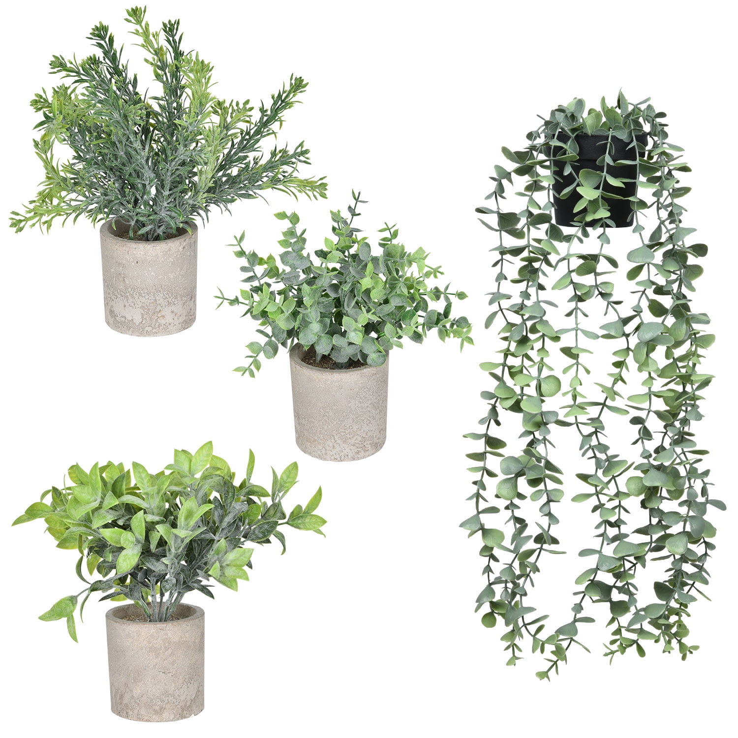 Coolmade 3 Pack Mini Potted Fake Plants Artificial Plastic Eucalyptus ...