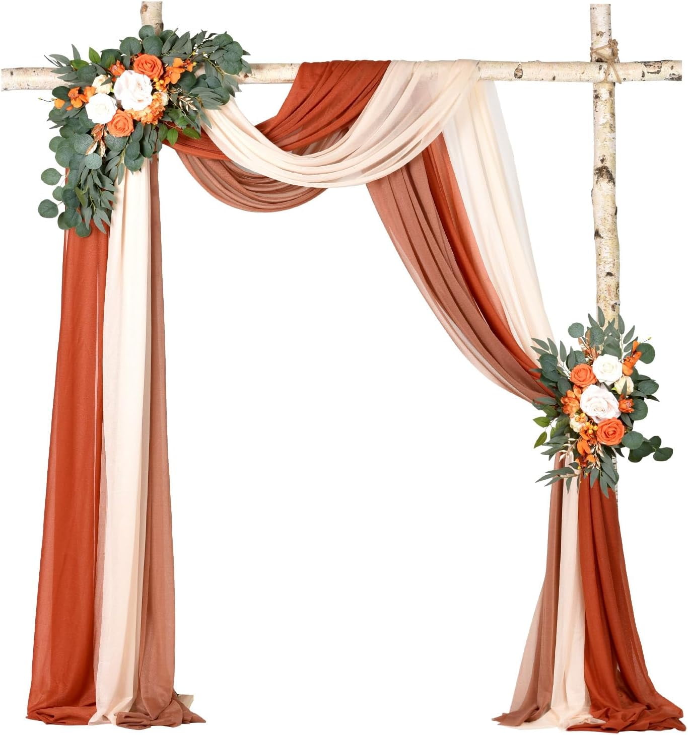 Coolmade 3 Panel Wedding Arch Draping 29.5" x18ft Pearl Fabric Drapes ...