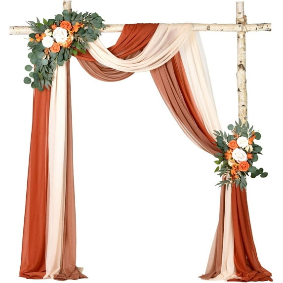 Coolmade 3 Panel Wedding Arch Draping 29.5" x18ft Pearl Fabric Drapes ...
