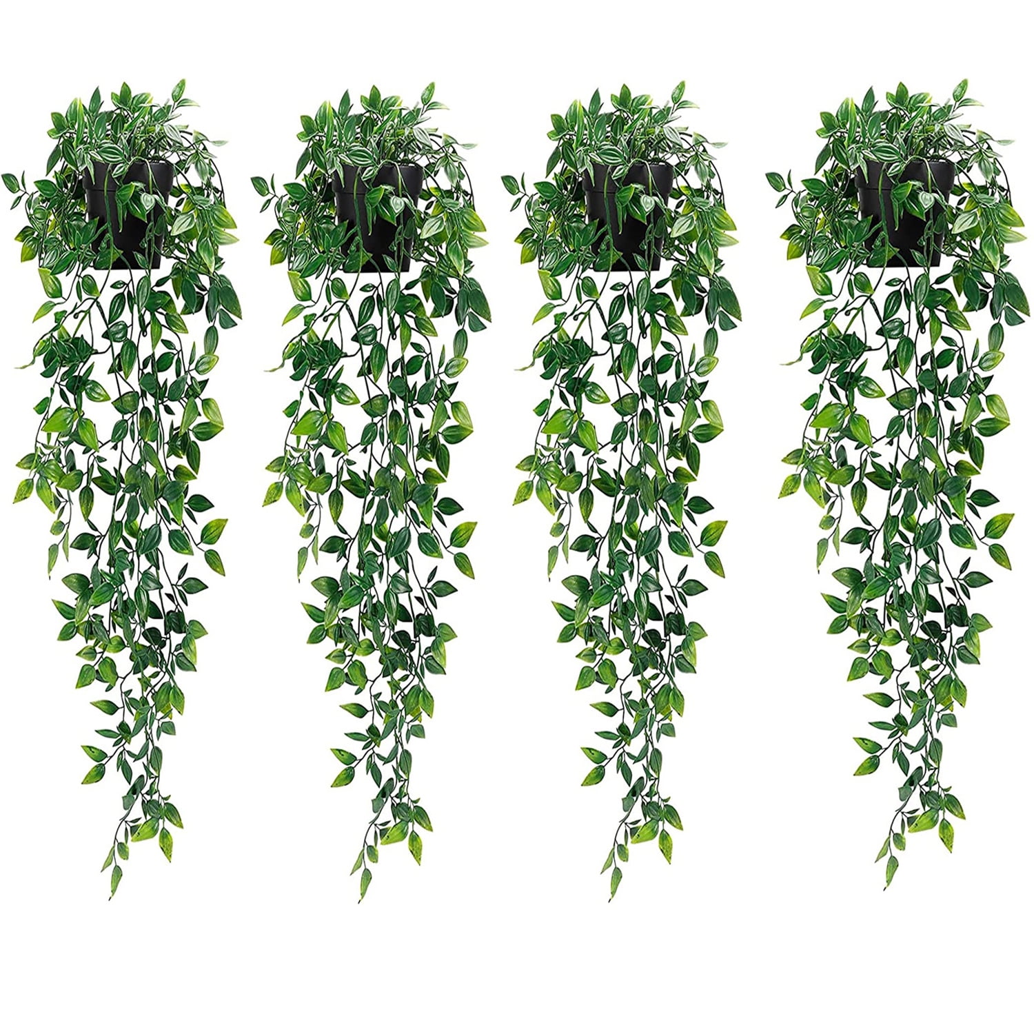 Coolmade 4-Pack Faux Hanging Plants for Indoor Decor, Ideal for Home ...