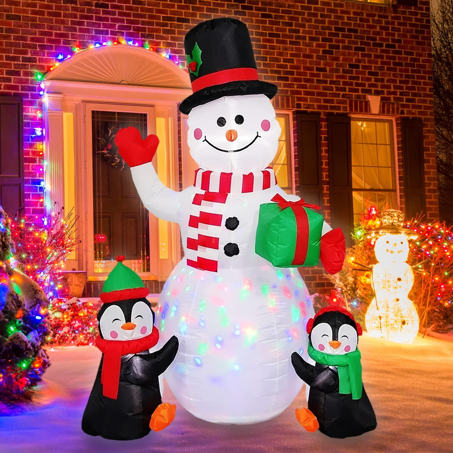 Coolmade 6 FT Giant Inflatable Christmas Snowman with LED Lights, Blow ...