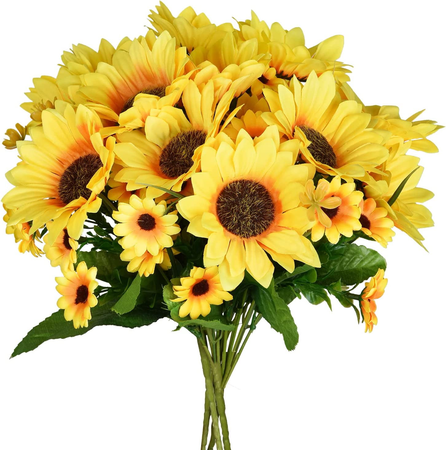 Coolmade 6 Pack Artificial Sunflowers Bouquet, 12in Silk Sunflower Fake ...