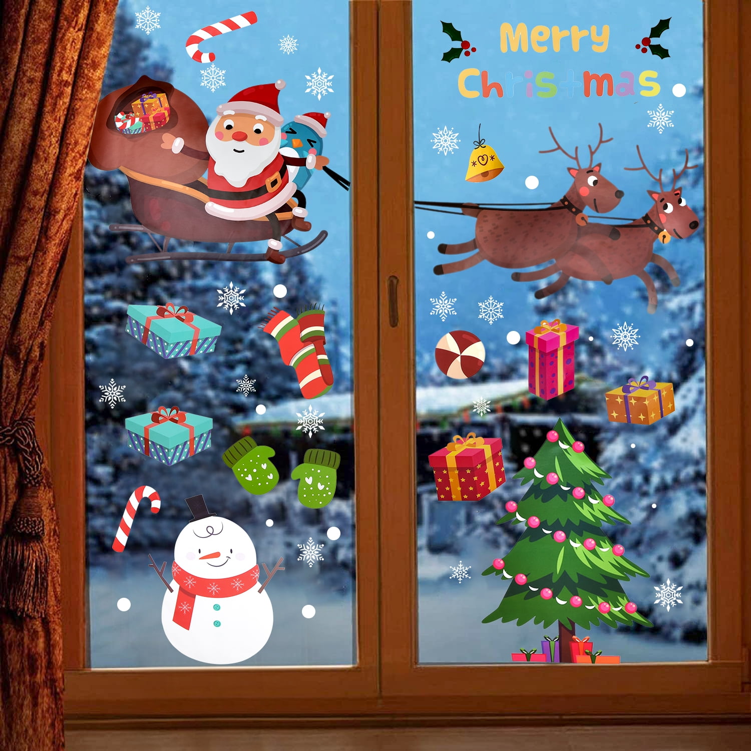 Coolmade 8 Sheets Christmas Snowflake Window Cling Stickers for Glass ...