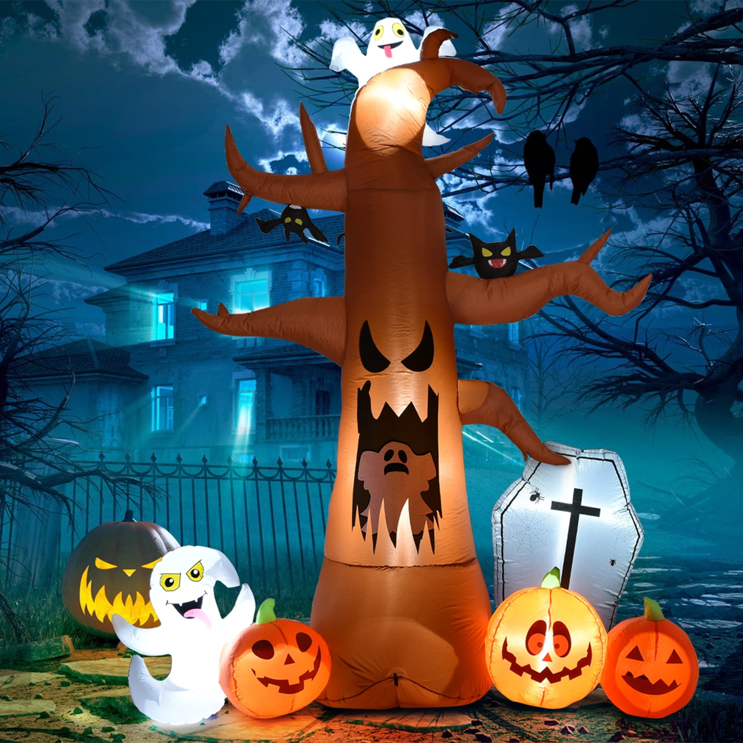 Coolmade 8 ft Halloween Inflatable Outdoor Dead Tree with Ghosts ...