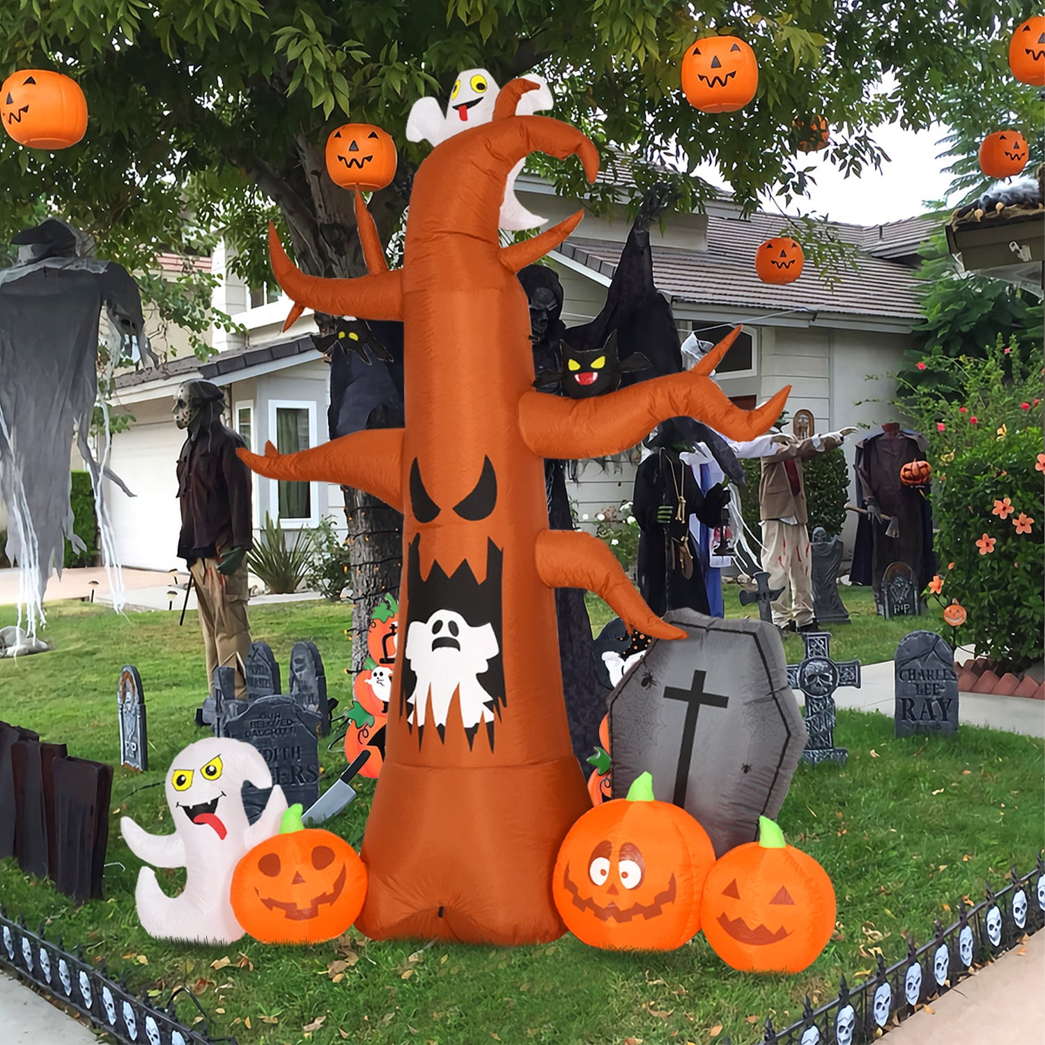 Coolmade 8ft Outdoor Blow Up Halloween Inflatable Dead Tree with Ghosts ...