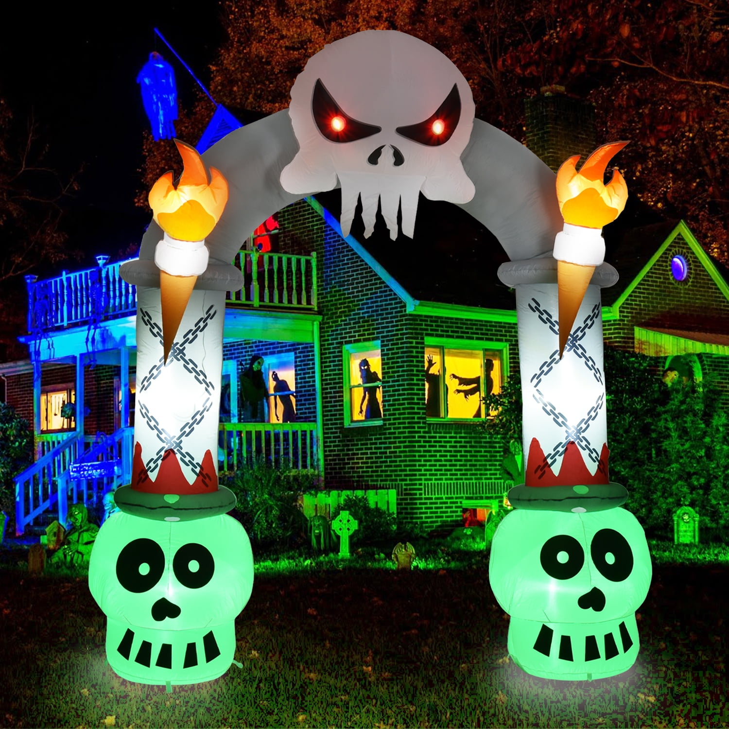 Coolmade 9ft Halloween Inflatable Archway with Color Changing LED ...