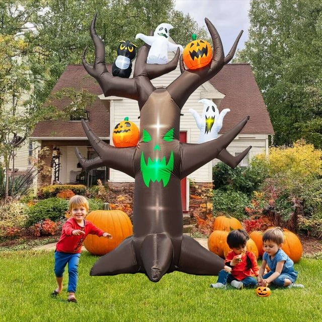 Coolmade 9ft Halloween Inflatables Outdoor Dead Tree with Ghost ...