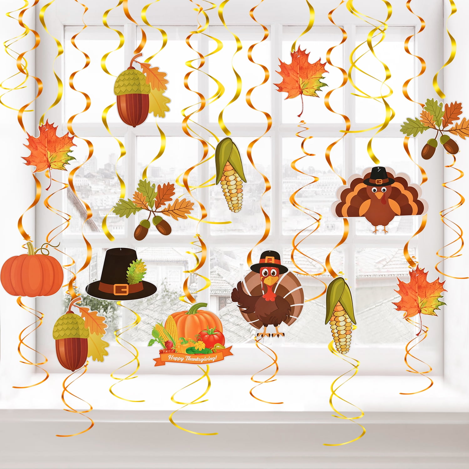 Coolmade Fall Thanksgiving Decorations 30 Pcs Fall Thanksgiving Hanging ...