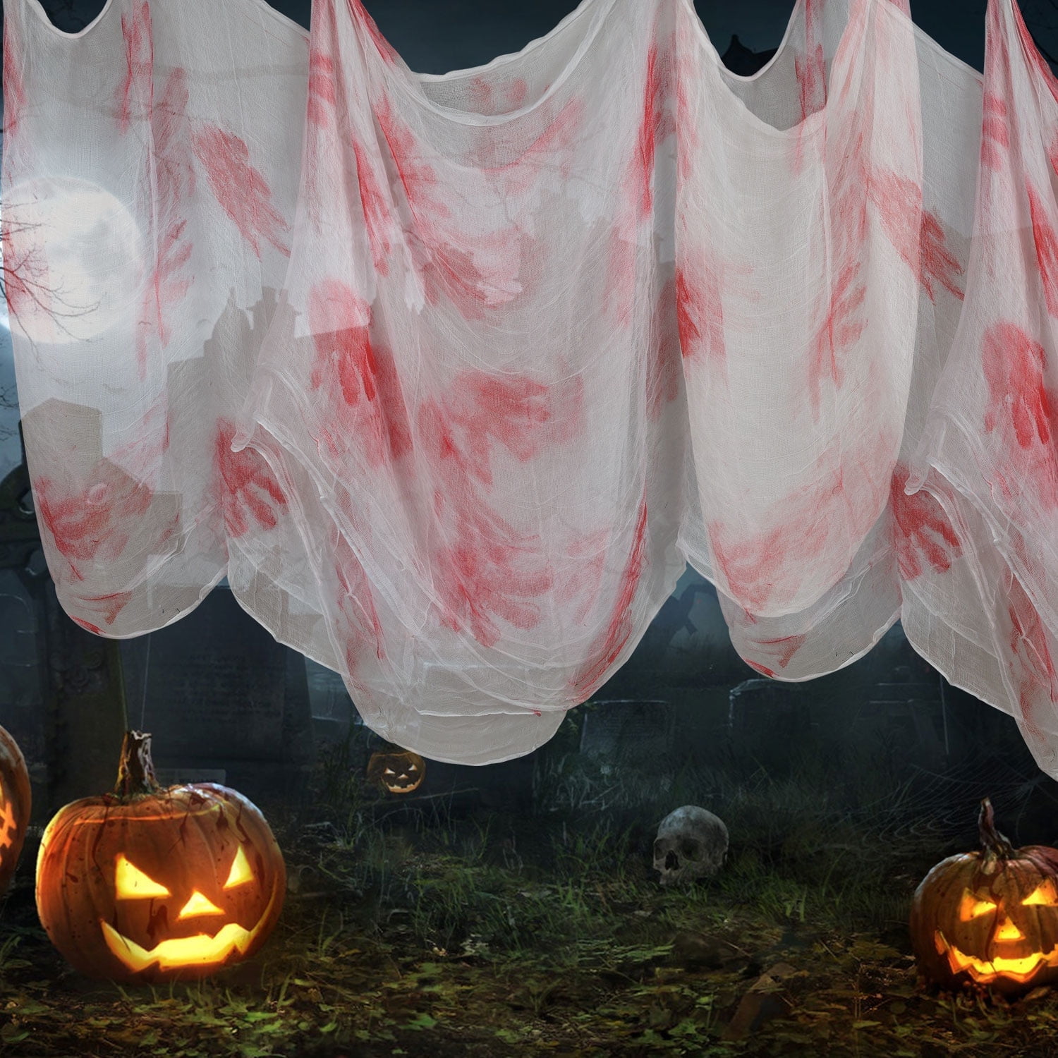 Coolmade Halloween Cotton Fabric Bloody Creepy Cloth 78 x 197 Inch for ...