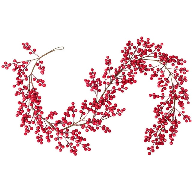 Coolmade 5.58ft Eco-Friendly PVC Red Berry Garland Christmas Decoration ...