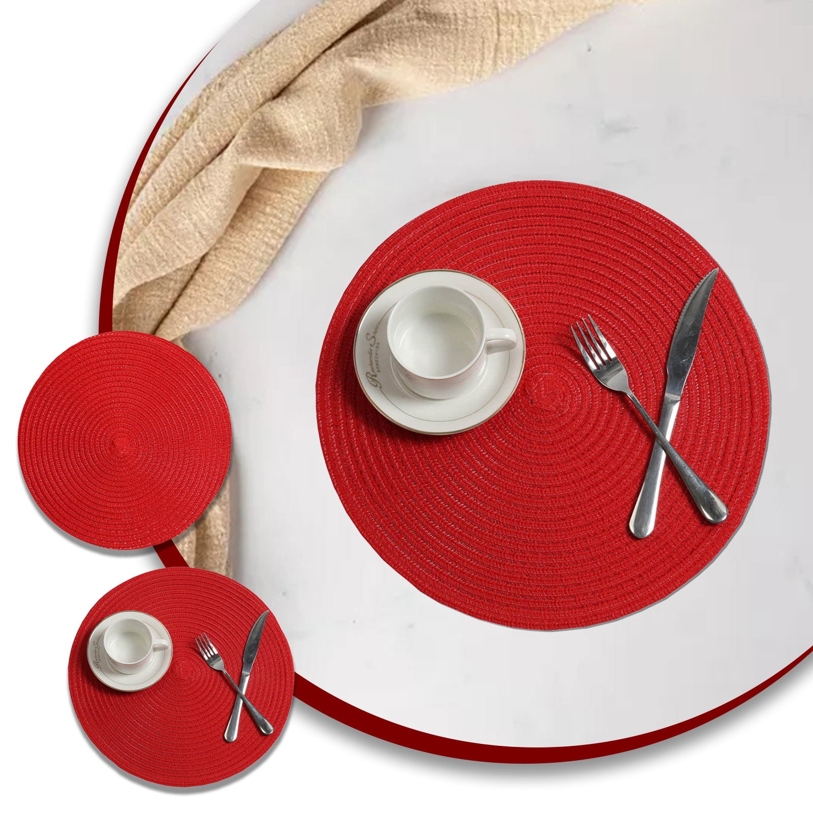 Coolmade Round Woven Placemats Set Of 6 Dining Tables - Walmart.com