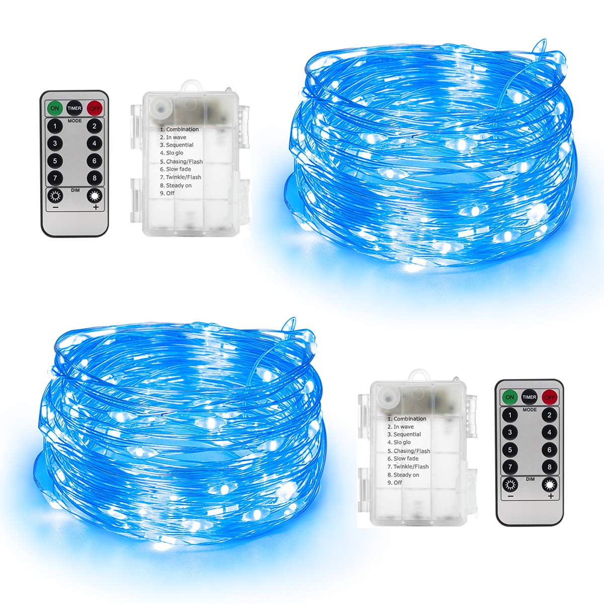 Coolmade 2-Pack Battery Powered LED String Lights with Timer, 16.4ft ...