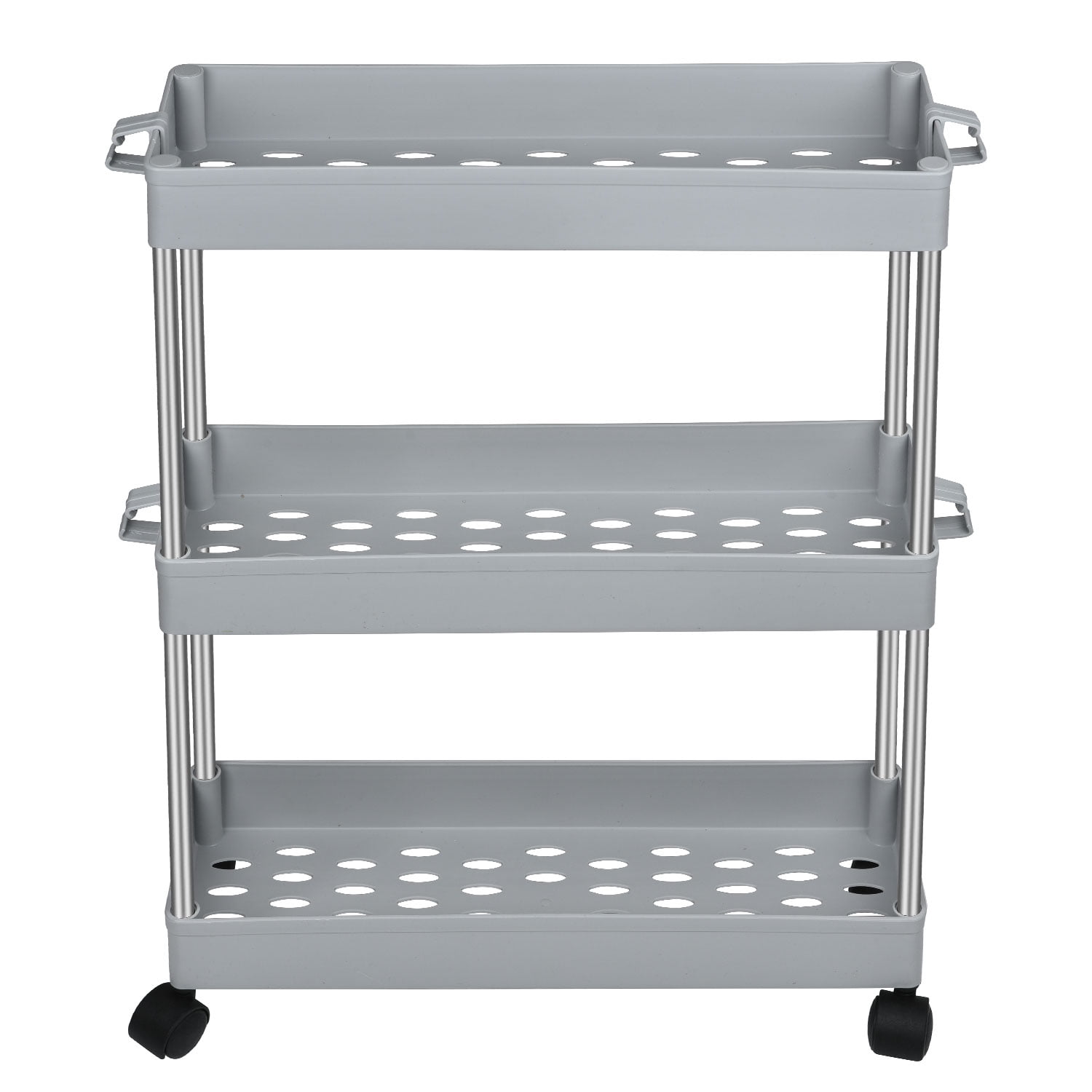 Coolmade 3-Tier Slim Storage Cart, Plastic & Stainless Steel, Gray, for ...