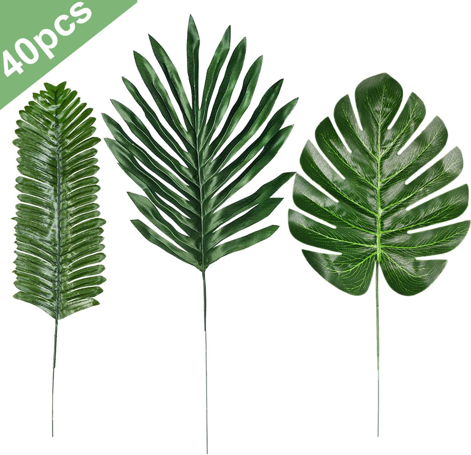 Coolmade Tropical Plant Palm Leaves Artificial Palm Leaves (40 Pcs 3 ...
