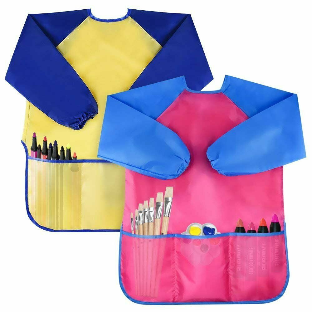 Coolmade Yellow, Pink and Blue Toddler and Child Art Smocks (2 Pack ...