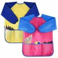 Coolmade Yellow, Pink and Blue Toddler and Child Art Smocks (2 Pack ...