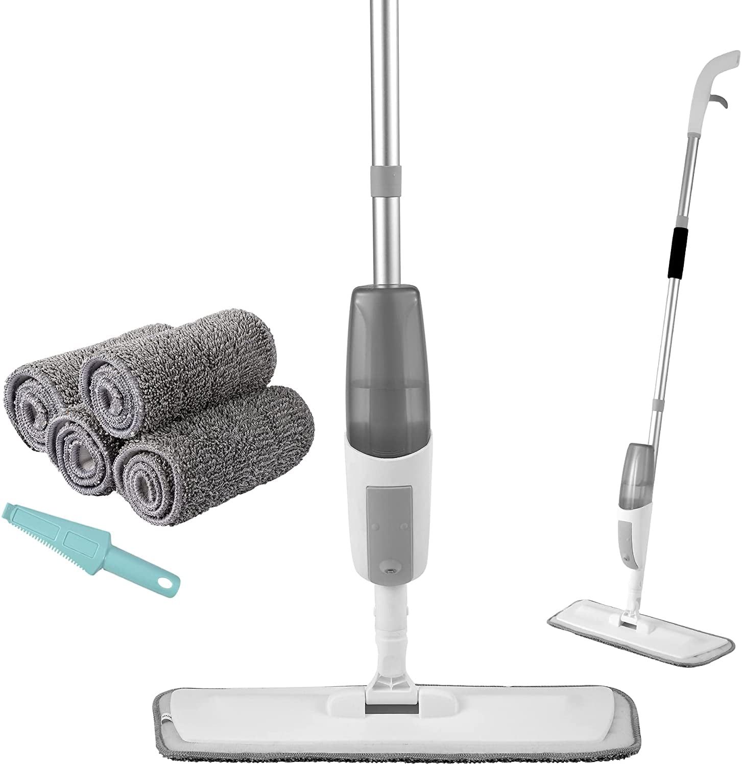 Coolmee White Spray Mop Set with Washable Pad and Refillable Sprayer ...