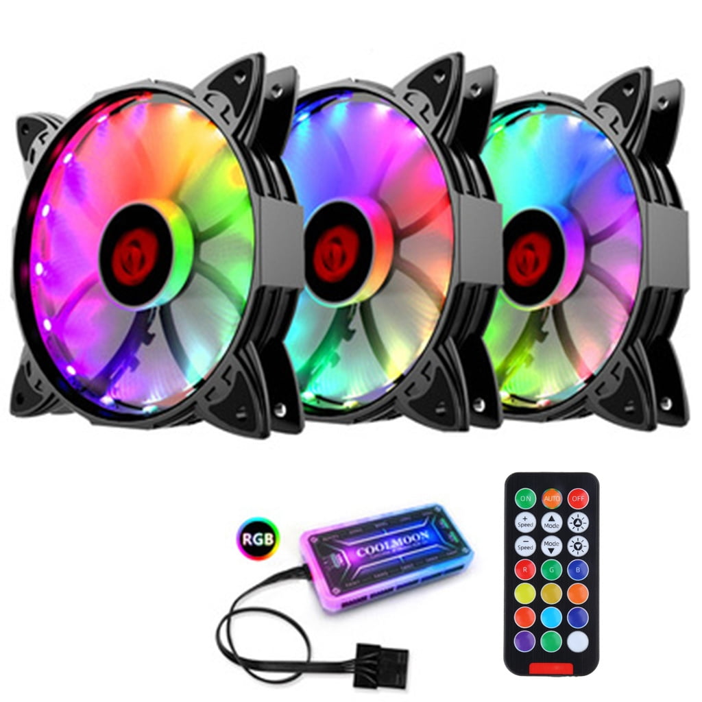 Coolmoon Amber Chassis Fan 12cm Symphony Remote Control Color-changing ...