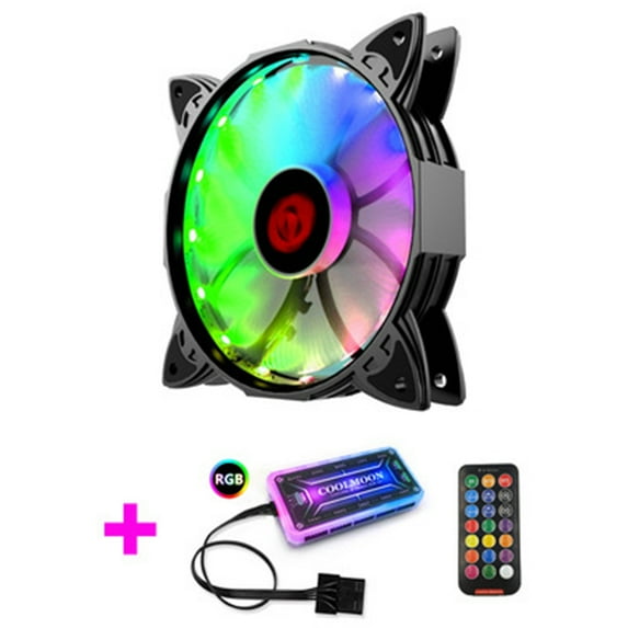 Coolmoon Amber Chassis Fan 12cm Symphony Remote Control Color-changing ...