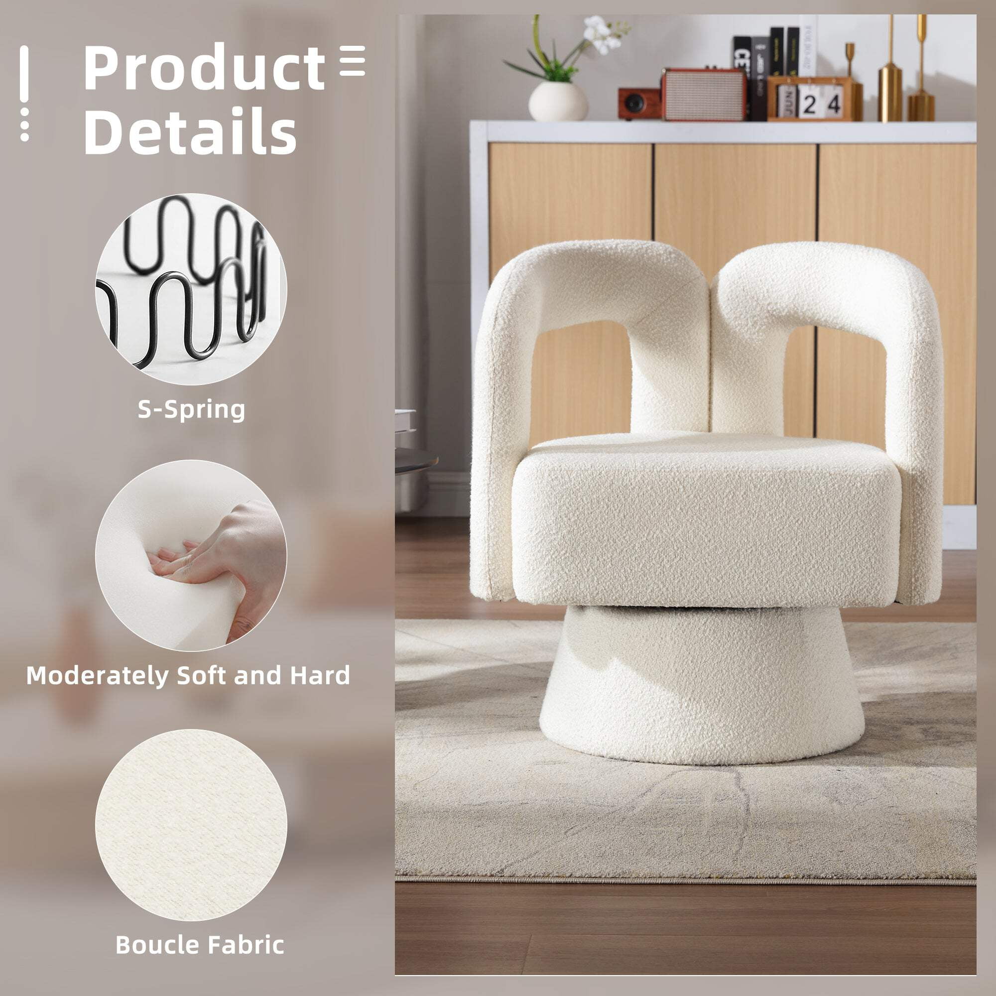 Coolmore 360 Degree Swivel Cuddle Barrel Accent Chairs, Round Armchairs ...