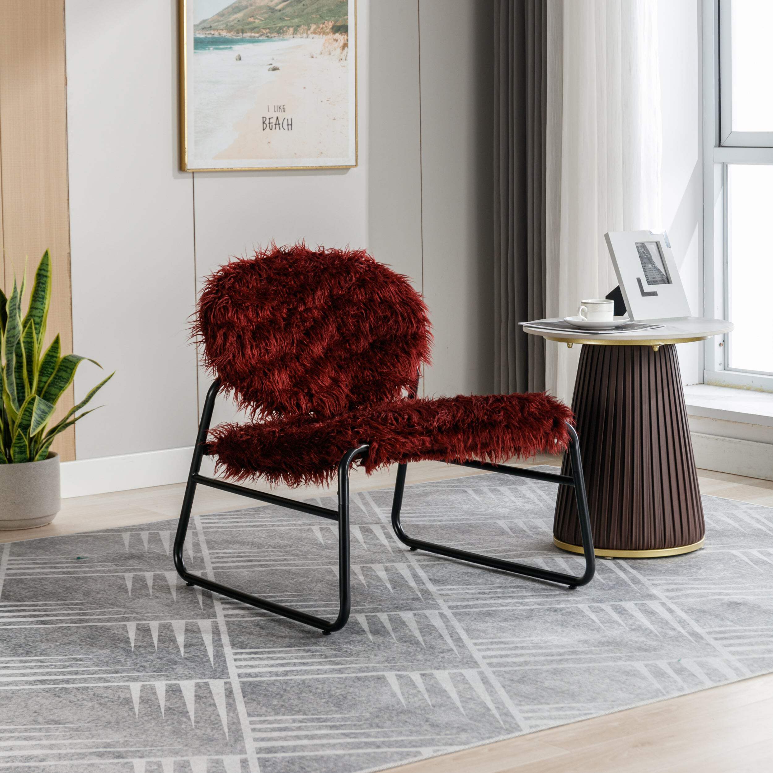 Coolmore Accent Chair Modern Industrial Slant Armchair With Metal Frame ...