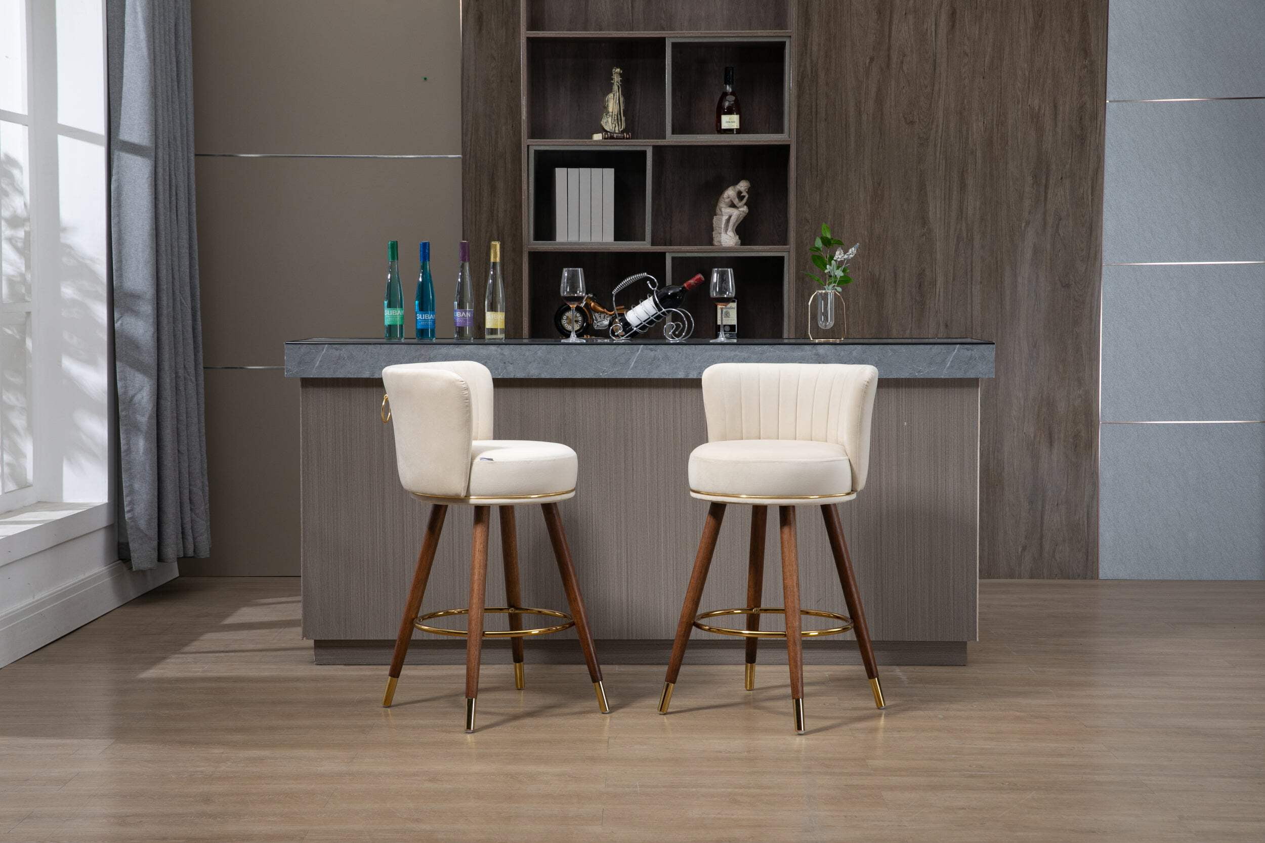 Coolmore Counter Height Bar Stools Set Of 2 For Kitchen Counter Solid ...