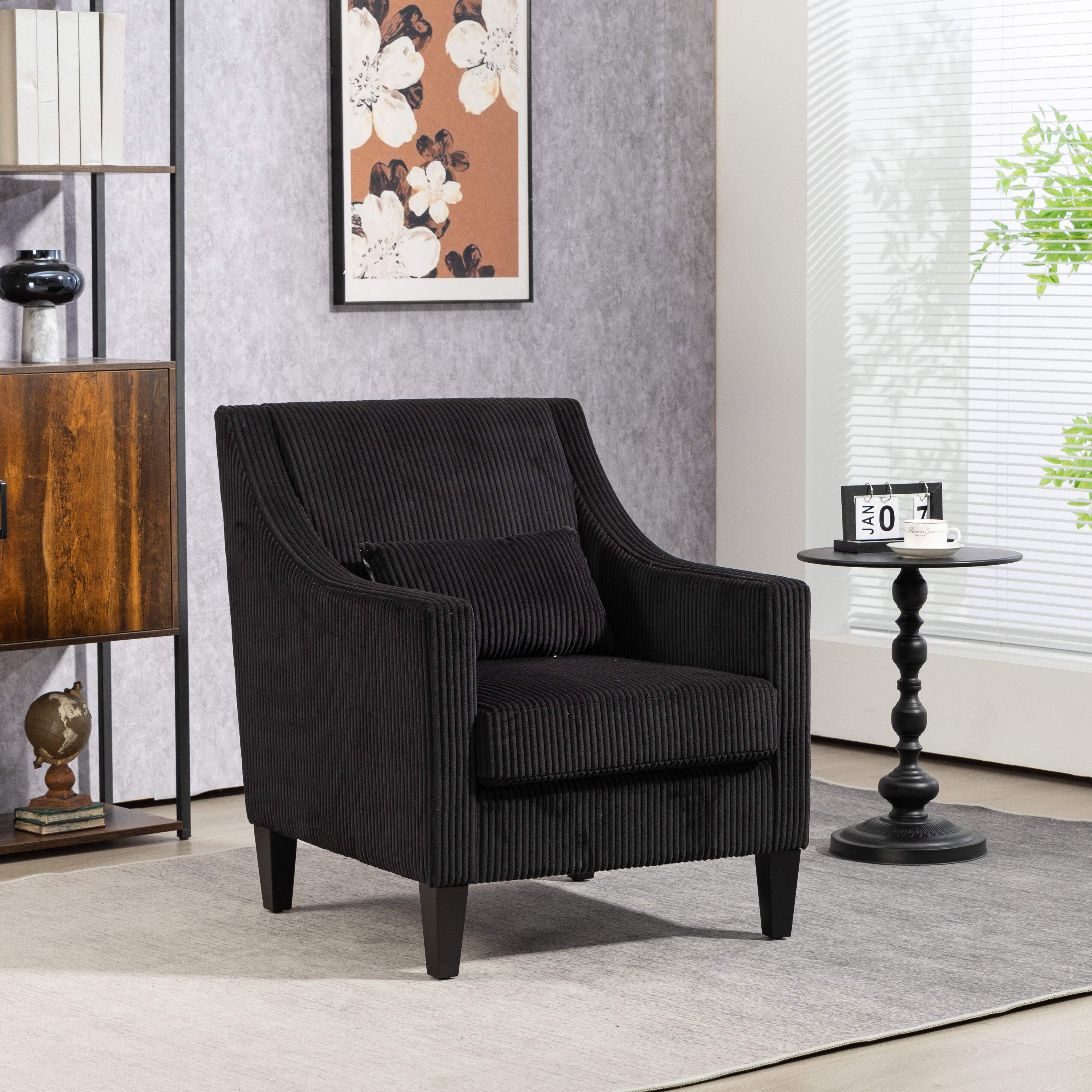 Coolmore Modern Accent Chair,Upholstered Armchair With Scooped Arms For ...