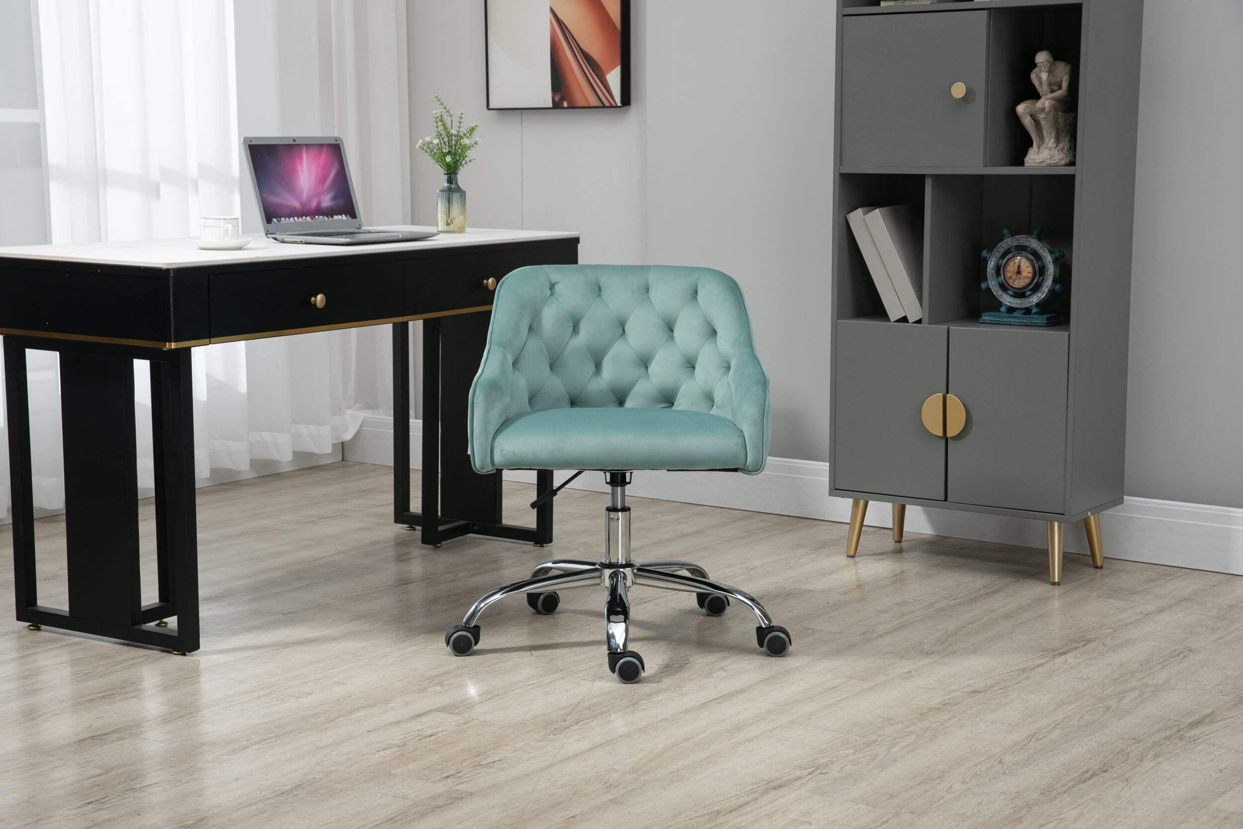 Coolmore Velvet Home Office Desk Chair, Modern Cute Computer Chair ...