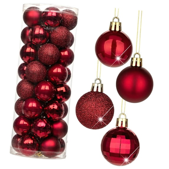 Coolnut 1.57" Burgundy Red Christmas Balls Ornaments 40 Pcs Christmas ...