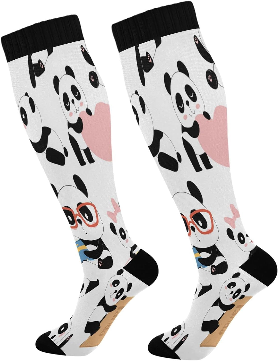 Coolnut 1 Pack Cute Panda Compression Socks for Women Men Knee High ...