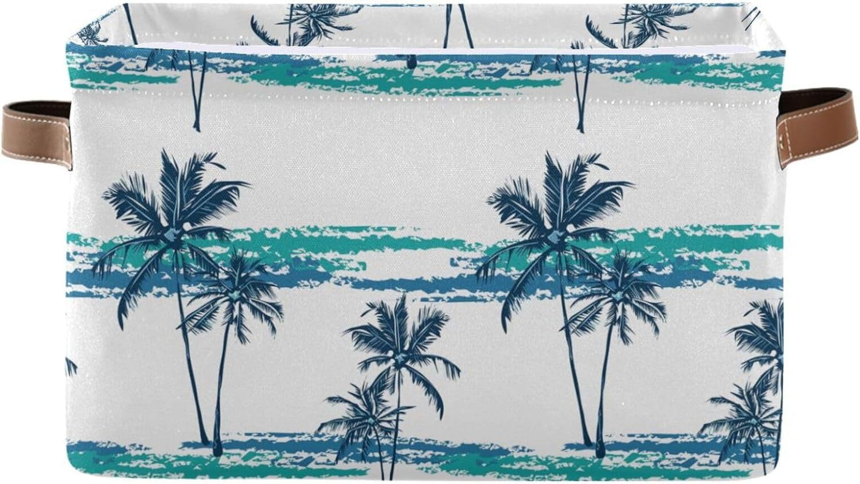 Coolnut 1 Pack Fabric Storage Basket Simple Palm Trees Pattern Closet ...