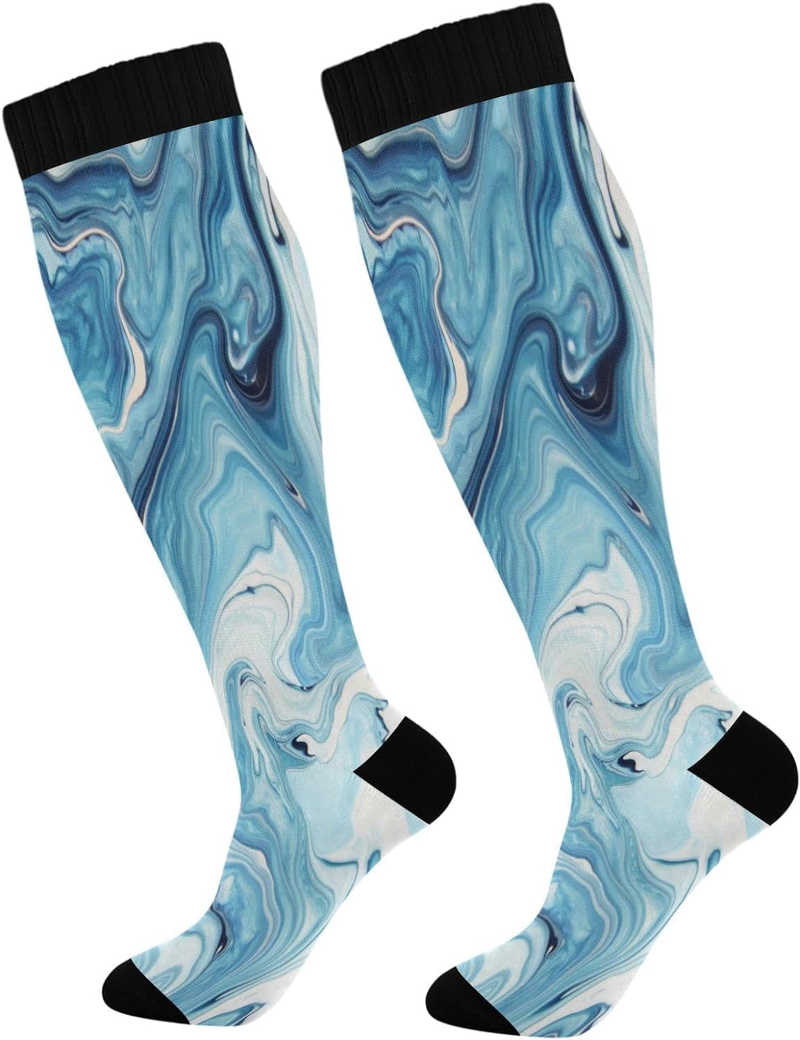Coolnut 1 Pack Marble Art Painting Compression Socks for Women Men Knee ...