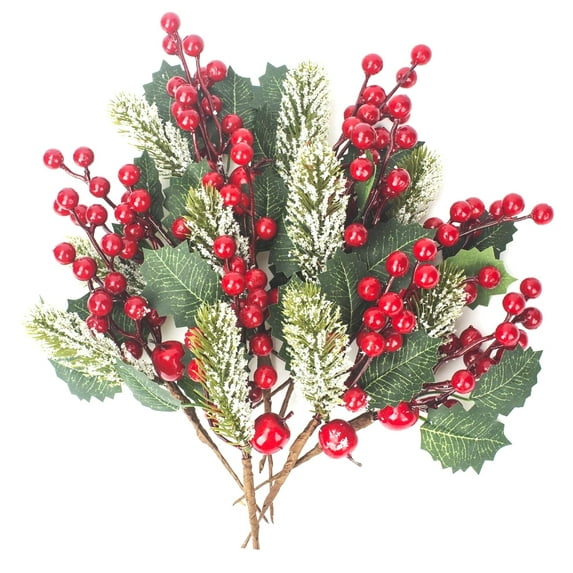 Coolnut 10 Pack Christmas Artificial Berry Twigs for Tree Decoration ...