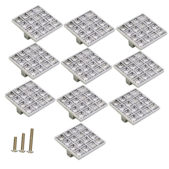 Coolnut 10 Pack Extra Large Square Rhinestone Cabinet Knobs Pulls ...