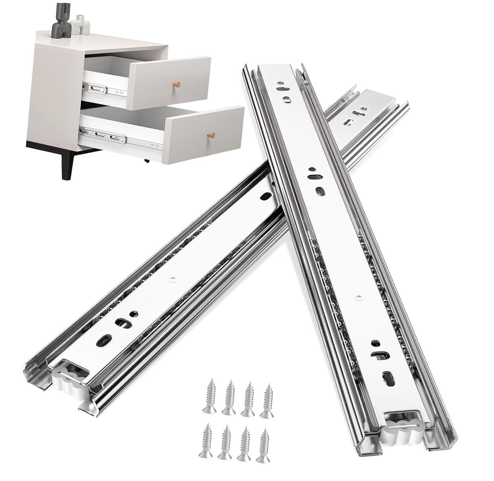 Coolnut 10 Pair Metal Silver Drawer Slides 16 Inch, Side Mount Full ...