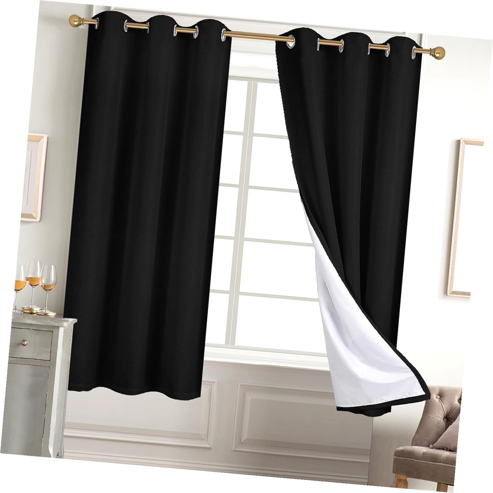 Coolnut 100% Curtains Curtains for Bedroom Linen Grommet Thermal Insulated Room Darkening Drapes ...